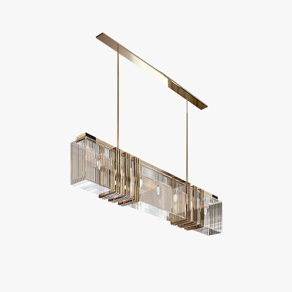 Kajetan Metal Chandelier Pendant Light, Luxury Rectangular Gold Living Room